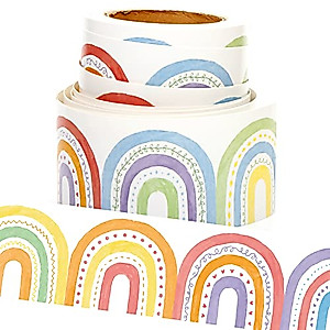Youngever 52.5 ft Bulletin Board Borders for Classroom Decoration, Rainbow Design
