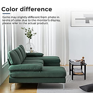 VINGLI U Shaped Sectional Sofa,114" Large Sectional Sofa Couch for Living Room,Linen Sectional Sofa with Double Lounge Chaise,Hunter Green