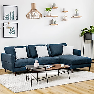 Giantex Sectional Sofa Couch Set, 3-Seat Sofa with Chaise Lounge, Modern L-Shaped Sofa Set for Living Room Apartment Office, Easy Assembly (Navy Blue)