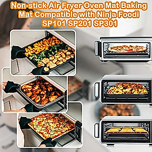 Palksky Air Fryer Oven Liners 4 PCS Compatible with Ninja Foodi SP101 SP201 SP301, Non-Stick Air Fryer Toaster Oven Mat(14 * 12inch) Reusable Microwave Bottom of Gas & Electric Oven Baking Mat