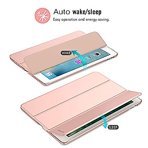 MoKo Case Fit Apple iPad Pro 9.7 Inch 2016 Release Tablet ONLY(A1673/A1674/A1675) - Slim Lightweight Smart Shell Stand Cover with Translucent Frosted Back Protector, Rose Gold (with Auto Wake/Sleep)
