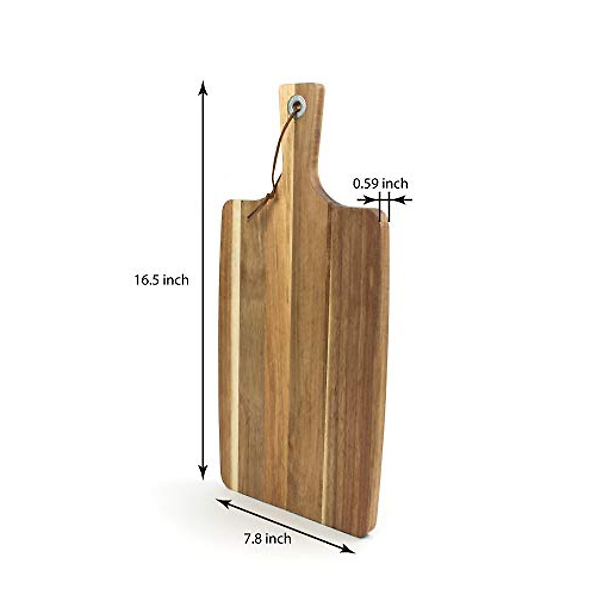 HomePro Premium Acacia Wood Cutting Board with Handle, Wood Serving Board, Cheese Board, Pizza Peel Paddle, Charcuterie Board, Best Chopping Board for Vegetables, Meat, Cheese (16.5 x 7.8 inches)