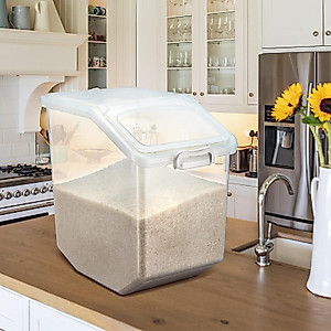Funnymoom 40 Lbs Rice Storage Container Plastic Flour Rice Storage Bin Cereal Food Rice Holder with Lid Clear Rice Bin Large Rice Box for Kitchen Sugar Pantry Grain Dry Food Organization