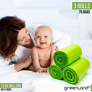 Greenland Biodegradable Diaper Pail Bags Compatible with Ubbi – Lemon Scented (75 Bags, 13 Gallons)