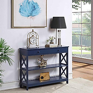 Convenience Concepts Oxford 1 Drawer Console Table with Shelves, Cobalt Blue