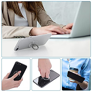 cobee Cell Phone Ring Stands, 2 Pcs 180/360 Degree Rotation Finger Kickstand Round Transparent Phone Ring Holders with Diamond Glitter Finger Mount with Grip for Most Smartphones(Round-Style)