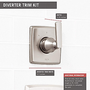 Delta Faucet Ashlyn 3-Setting Shower Handle Diverter Trim Kit, Diverter Valve Trim Kit Brushed Nickel, 3 Way Shower Diverter, Delta Diverter Trim, Stainless T11864-SS (Valve Not Included)