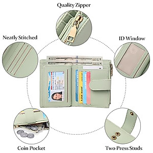 GAEKEAO Small Wallets for Women Leather RFID Blocking Bifold Zipper Pocket Wallet Card Case Purse with ID Window