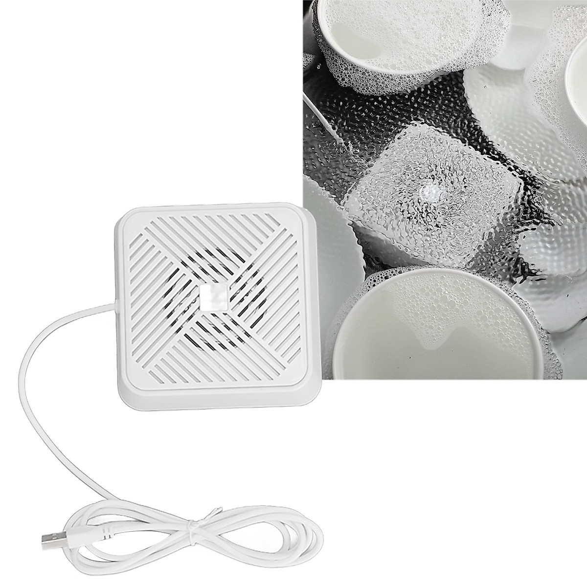 Mini USB Ultrasonic Dishwasher, Portable USB Dish Washing Machine Cleaner Washing Tools for Dishware Fruit Vegetable, Compact Turbo Washer for Home Kitchen Apartment (White)