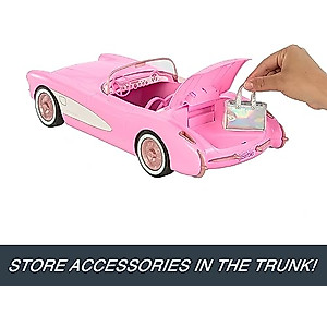 Hot Wheels RC Barbie Corvette, Battery-Operated Remote-Control Toy Car from Barbie The Movie, Holds 2 Barbie Dolls, Trunk Opens for Storage
