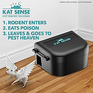 Kat Sense Mouse Bait Station, Rodent Box to Secure Mice Poison, Mouse Traps Outdoor, Tamper Proof Mousetraps No See Kill, New Better Design Opens Easily with Key & Entices Mice to Enter, Set of 4