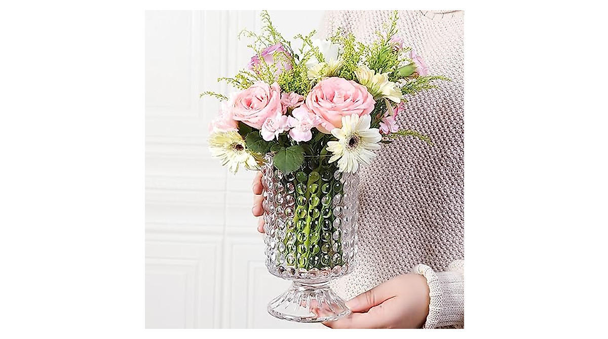 Elegant Vintage Embossed Glass Vase | DECORSWITH