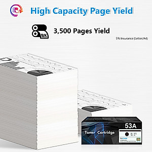 (with Chip) 53A Black Toner Cartridge Q7553A 1-Pack: 53A Toner Cartridge Replacement for HP 53A 53X Q7553X Works with Laser P2014, P2014n; Laser P2015, P2015d, P2015dn, P2015x; Laser M2727nf Printer