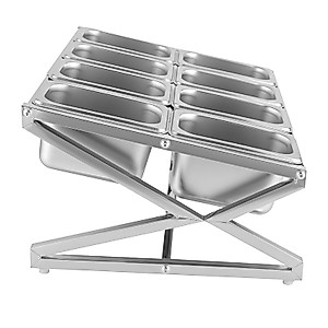 QUEMARQUE Pizza Topping Station, Double Layer Stainless Steel Seasoning Containers with Lids, 8 Compartment Trays Food Prep Station for Prepping Ingredients and Toppings