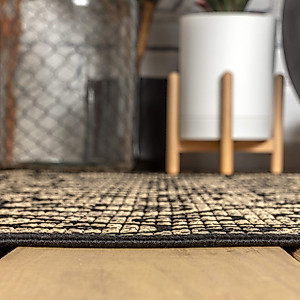 JONATHAN Y Madrid Vintage Filigree Textured Weave Indoor/Outdoor Black/Khaki 5 ft. x 8 ft. Area-Rug, Classic,Easy-Cleaning,HighTraffic,LivingRoom,Backyard, Non Shedding (SMB107A-5)