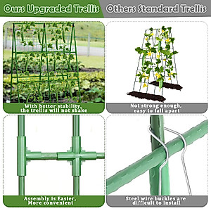 Cucumber Trellis for Raised Beds, 31 X 47 Inch Adjustable Size A-Frame Garden Trellis for Climbing Plant Outdoors with Climbing Net and Plant Support Clip for Vegetable Grape Tomato Garden Supplies