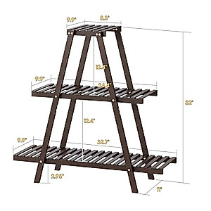 Furshus Plant Stand Indoor, Outdoor bamboo Plant Stands for Multiple Plants, 3 Tier 8 Potted Flower Holder Ladder Plant Rack,Plant Shelf Ladder Table Plant Pot Stand for Living Room, Patio, Balcony
