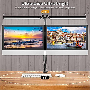 JOSTIC Double Head LED Desk Lamp with Clamp, Desk Lamps for Home Office, 5 Color Modes, 10 Brightness, Architect Task Lamp, Modern Swing Arm Workbench Office Lighting, Dimmable Brightest Light, Black