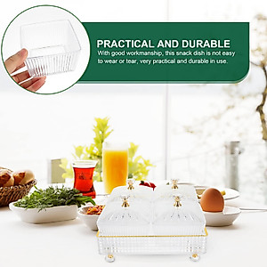 Zerodeko Serving Bowls 1 Set Divided Serving Dishes Snack Tray with Lid Appetizer Platter Food Storage Container with 4 Compartment for Home Party Transparent Decorative Tray