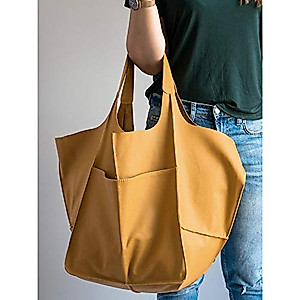 Womens Handbag Large Capacity Pu Leather Satchel Handbag Work Tote Shoulder Bag, Oversized Bag for Women Yellow