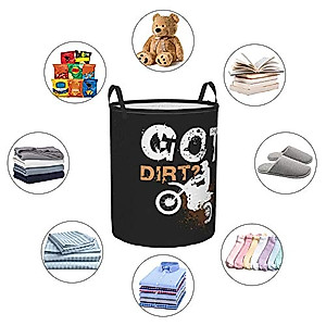 NYIVBE Got Dirt Bike Motocross Racing Laundry Hamper with Handle,Collapsible Round Storage Bin for Bathroom Home Decor Baby Hamper Boxes Baby Clothing