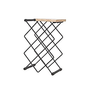 neatfreak Countertop Wine Rack with Shelf Freestanding Tabletop Wine Bottle Holder for Up to 10 Bottles - Matte Black Metal Frame with Maple Wood Tray for Wine Glass - 17.24 x 7.63 x 11.49 in