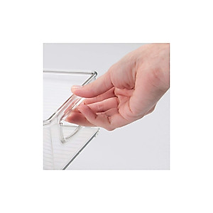 iDesign BPA-Free Plastic Pantry and Kitchen Storage, Freezer and Fridge Organizer Bin with Easy Grip Handles – 16" x 6" x 3", Clear