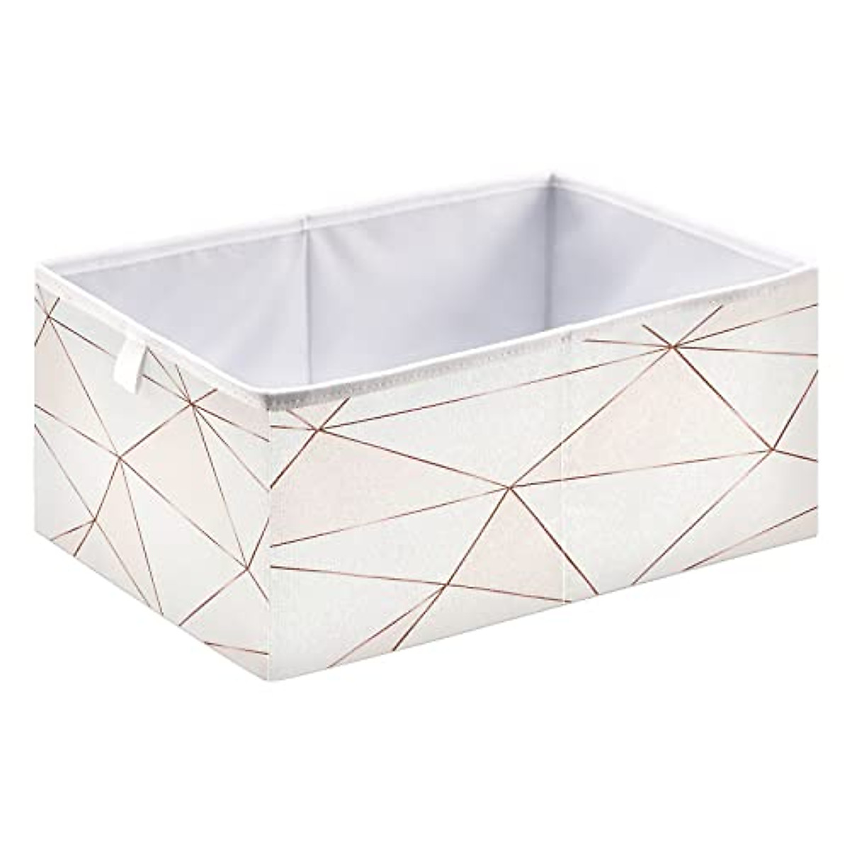 ALAZA Collapsible Storage Cubes Organizer,Stylish Rose Gold Triangles Storage Containers Closet Shelf Organizer with Handles for Home Office