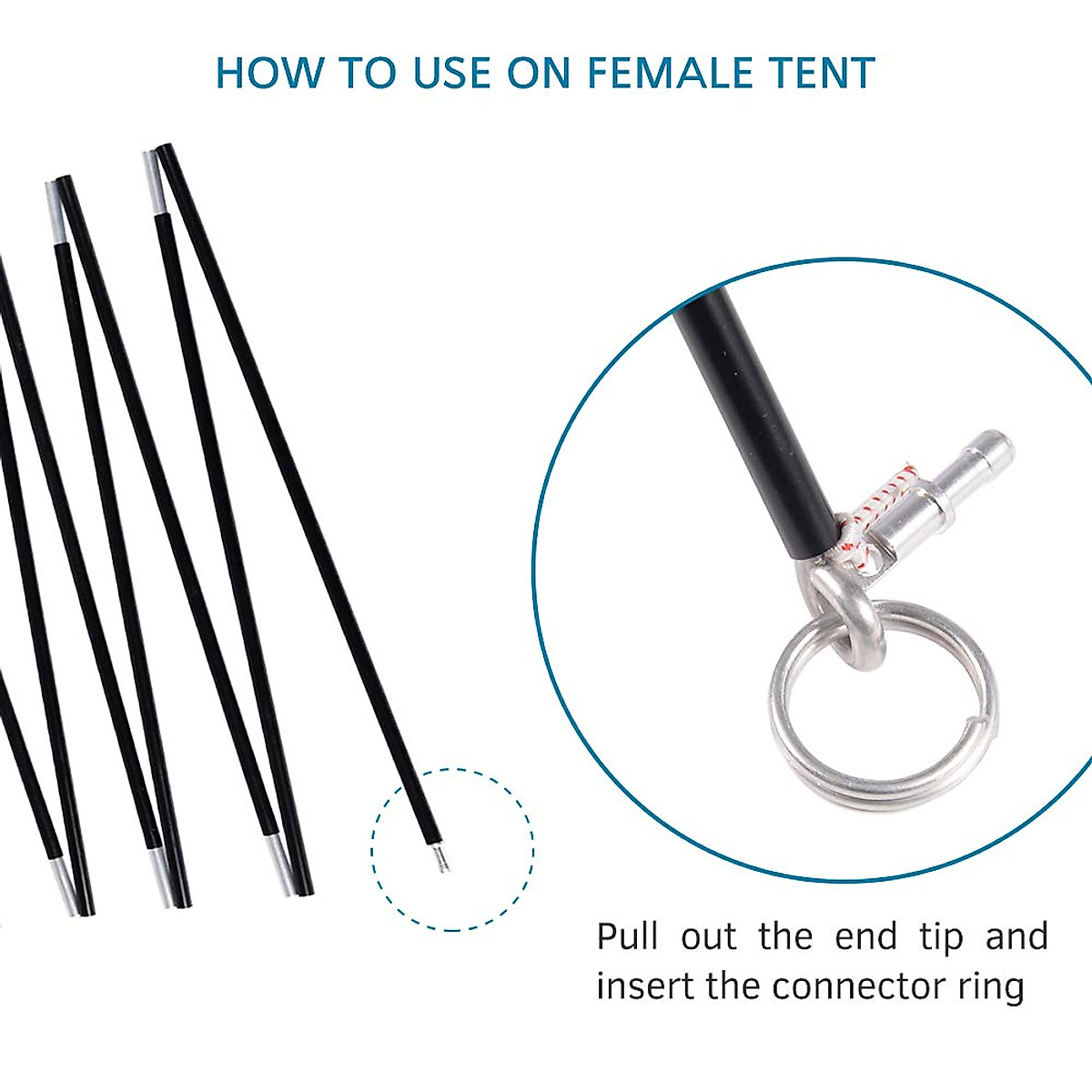 Tent Poles Replacement 3/8” 9.5mm, Fits both Female and Male Tent, Lightweight Tent Pole Repair Kit, 7001 Aluminum Alloy Tent Rod，20ft 2 Poles Pack