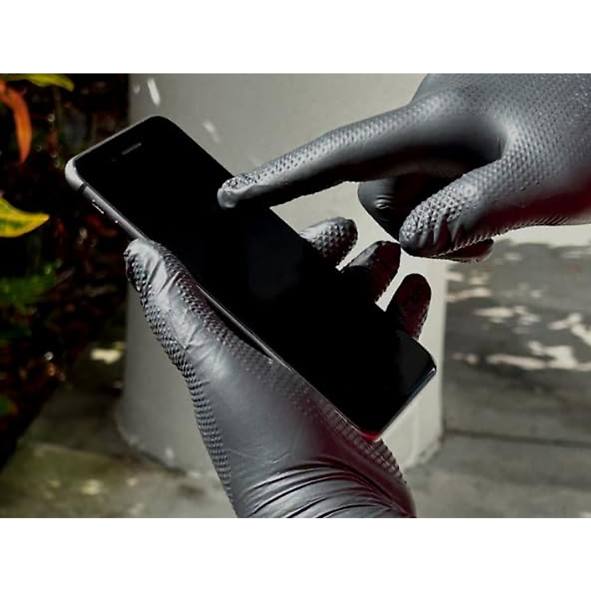 PermaSafe HD Industrial Strength, Nitrile Disposable Gloves, 6+ Mil, Latex Free, Raised Diamond Texture, Mechanic’s Gloves (Medium, Box of 100)