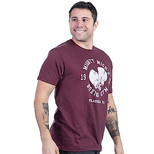 Ann Arbor T-shirt Co. Mighty Mick's Boxing Gym 1976 | Philadelphia Boxer Vintage Style Gloves T-Shirt-(HthMaroon,XL)