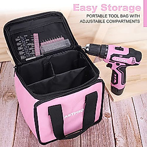 FASTPRO 42-Piece 12V Pink Drill kit, Lithium-ion Cordless Drill Driver, 3/8 in. Drill Driver Set with One 1.5 Ah Batteries, Charger and Tool Bag