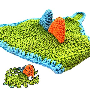 Newborn Green Dinosaur Costume Crochet Knitted Costume Hat Pants Photography Props Costume Set Newborn Photography Prop Dinosaur Christmas（0-12 Months）