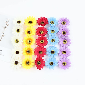 inSowni 25 Pack Beach Hawaiian Wedding Realistic Sunflower Daisy Flower Alligator Hair Clips Pins Barrettes Brooches Headpiece for Women Girls Brides
