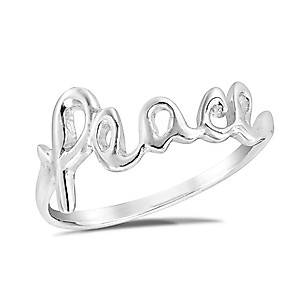 AeraVida Unyielding Message of Peace .925 Sterling Silver Ring | Minimalist Peace Message Silver Ring for Women | Motivational Word Ring | Anniversary Jewelry Gift (8)