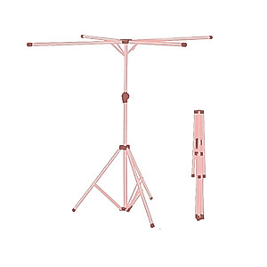LXLTL Airer-Stainless Steel Clothes Airer,Landing Folding Indoor and Outdoor Retractable Household Balcony Quilt Clothes Pole Can Bear 80kg,Pink