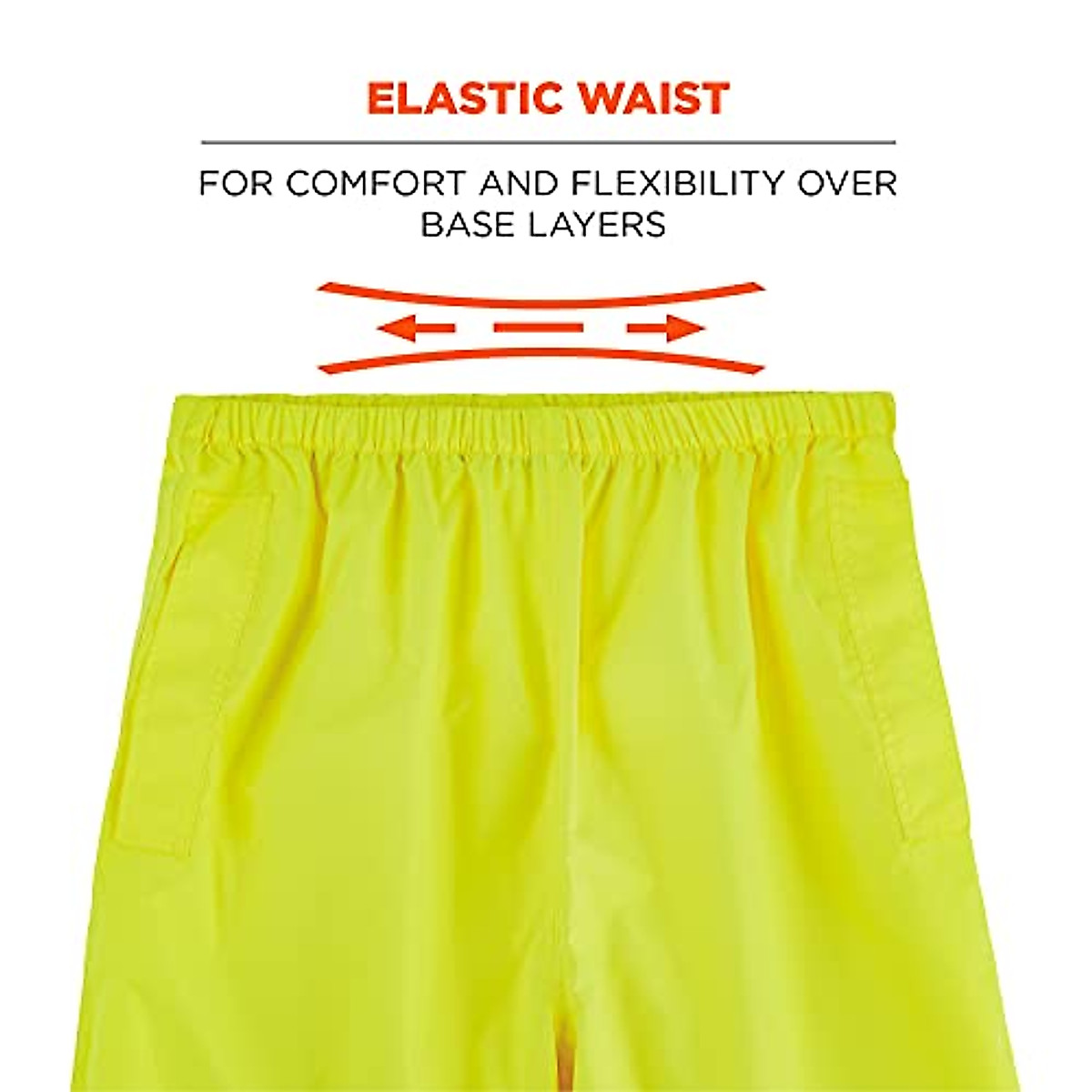 Ergodyne Standard Class E Lightweight Hi-Vis Rain Pants, Lime, Large