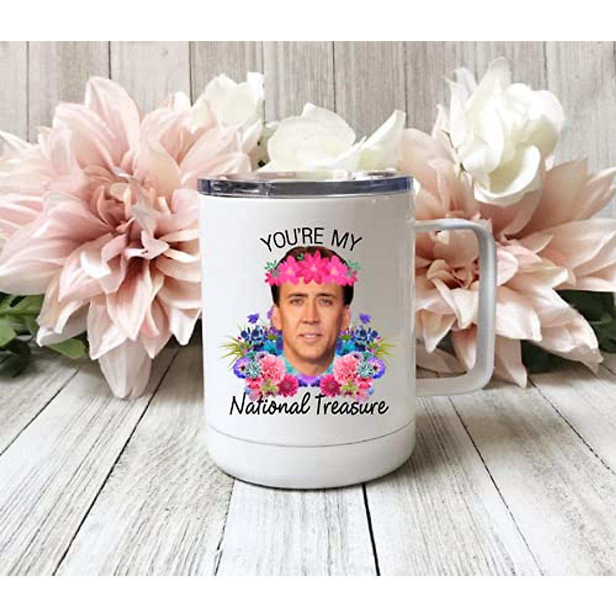 Nicolas Mug Stainless Steel Coffee Mug Nicolas Cage Themed You're My National Treasure Coffee Cup Travel Mug for Women Men Personalized Gift for Mom Dad 11 Ounce