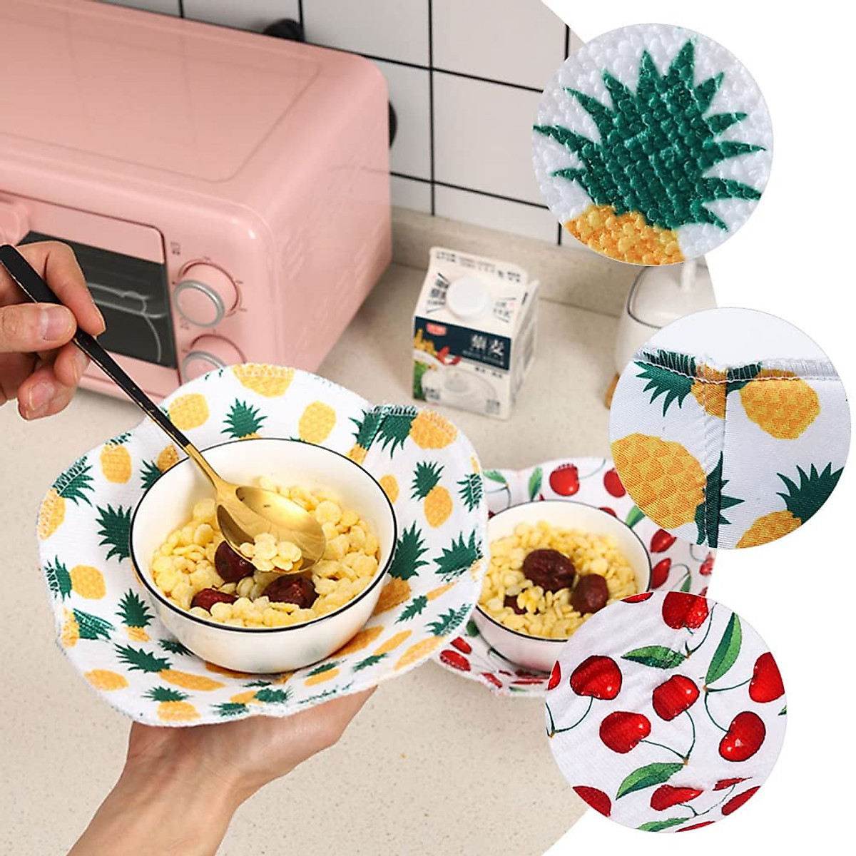 Cabilock Hot Bowl Holder 2pcs Insulated Bowl Holder Microwave Bowl Cozy Plate Huggers Safe Plate Huggers for Microwave Heating Soup Leftover Food Meals Hot Bowl Cozy