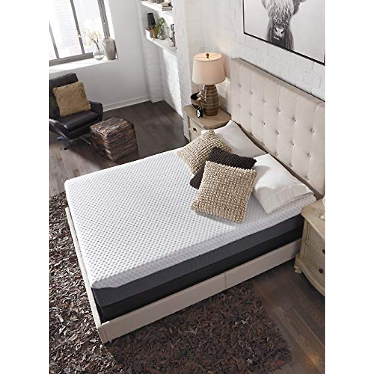 Signature Design by Ashley Full Size Chime Elite 10 Inch Plush Green Tea & Charcoal Gel Memory Foam Mattress with Micro Cool Cover, Full Size