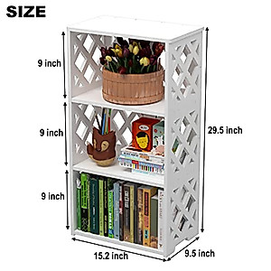 Rerii Bookcase, 4 Tier Kids Small Bookshelf 3 Shelf, Book Organizer Storage Open Shelf Rack, Display Shelves for Bedroom Living Room Bathroom Office, White