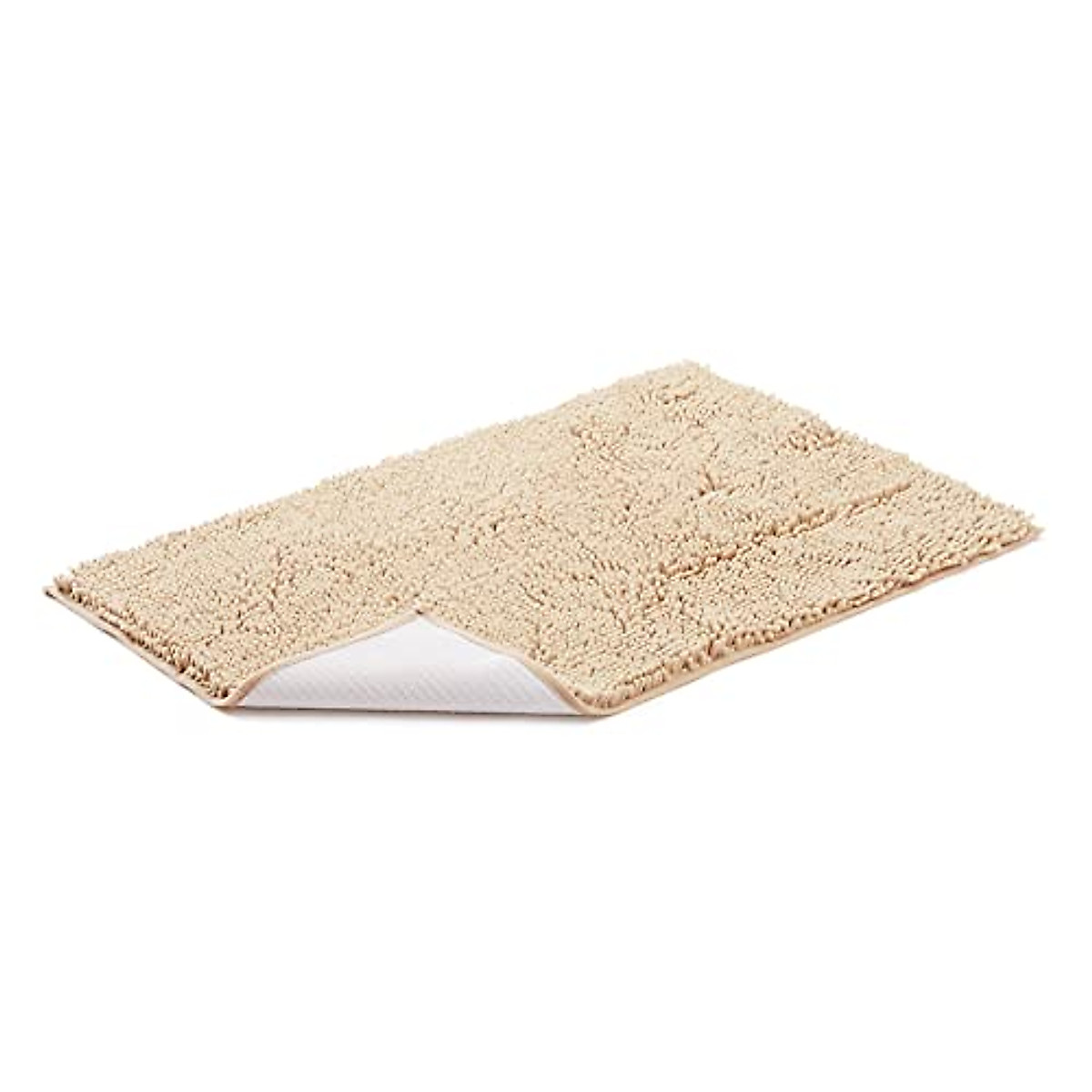 Spotgrowth Non-Slip Chenille Bath Mat for Bathroom Rugs 20 x32 Inches Extra Soft and Absorbent Microfiber Shag Rug,Machine Washable,Shower and Bath Room Floor Mats,Beige, (SP210717)