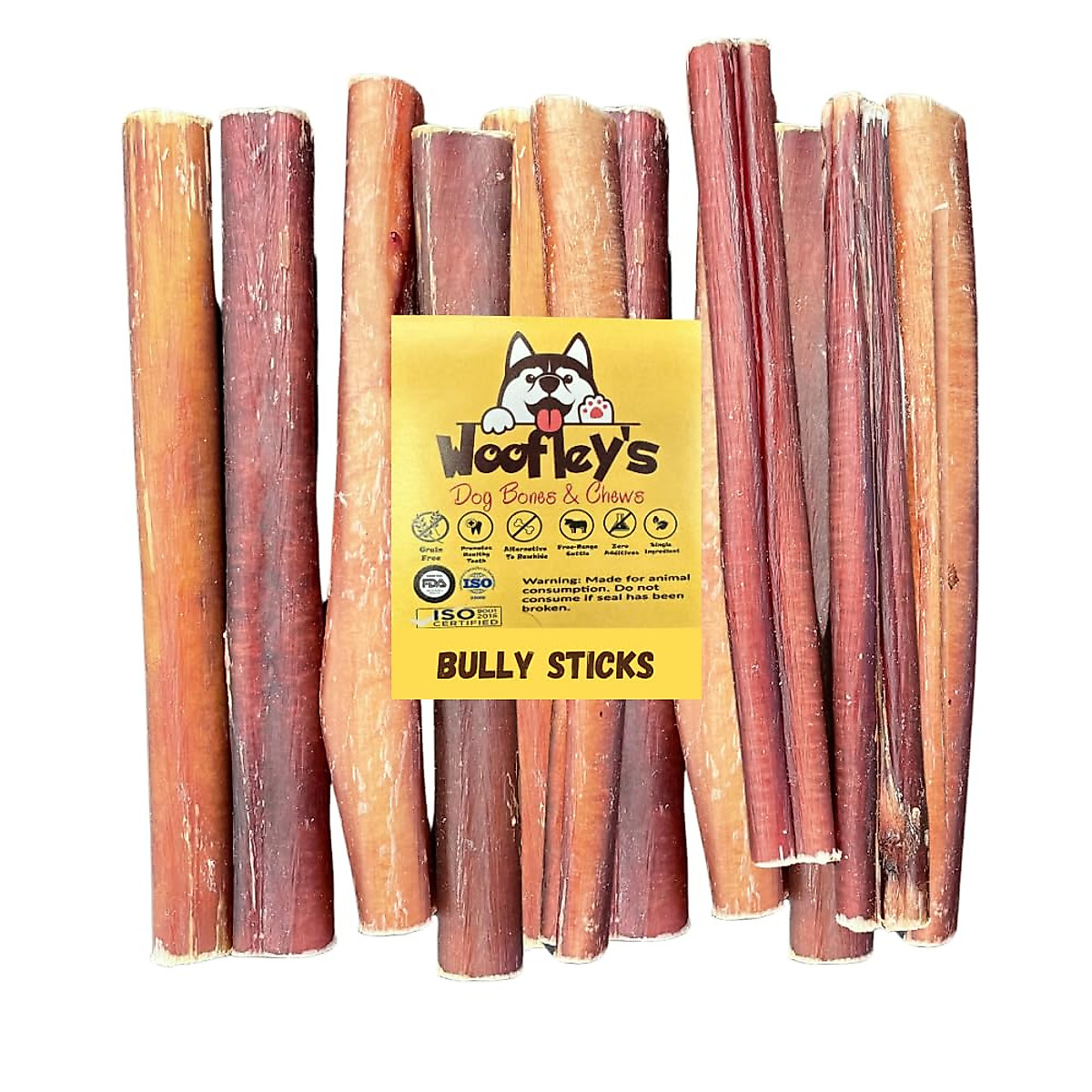 Woofley's 6" Regular Sized Buffalo Bully Sticks - (25 Count) - Bully Sticks for Dogs - Long Lasting Bully Stick Dog Chews