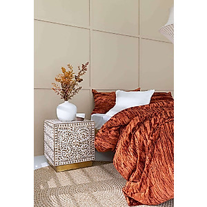 Sophia-Art Crushed Solid Rust King Velvet Duvet Cover Set, 3 Pieces Bedding Cover Set 230 x 220 Cms, and 2 Pillow Covers Shames with Zipper Closure UO Comforter Case