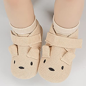 Sawimlgy Newborn Infant Baby Boys Girls Fleece Booties Soft Anti Skid Sole Slip On House Animal Slipper Crib Sock Warm Shoes for New Walkers
