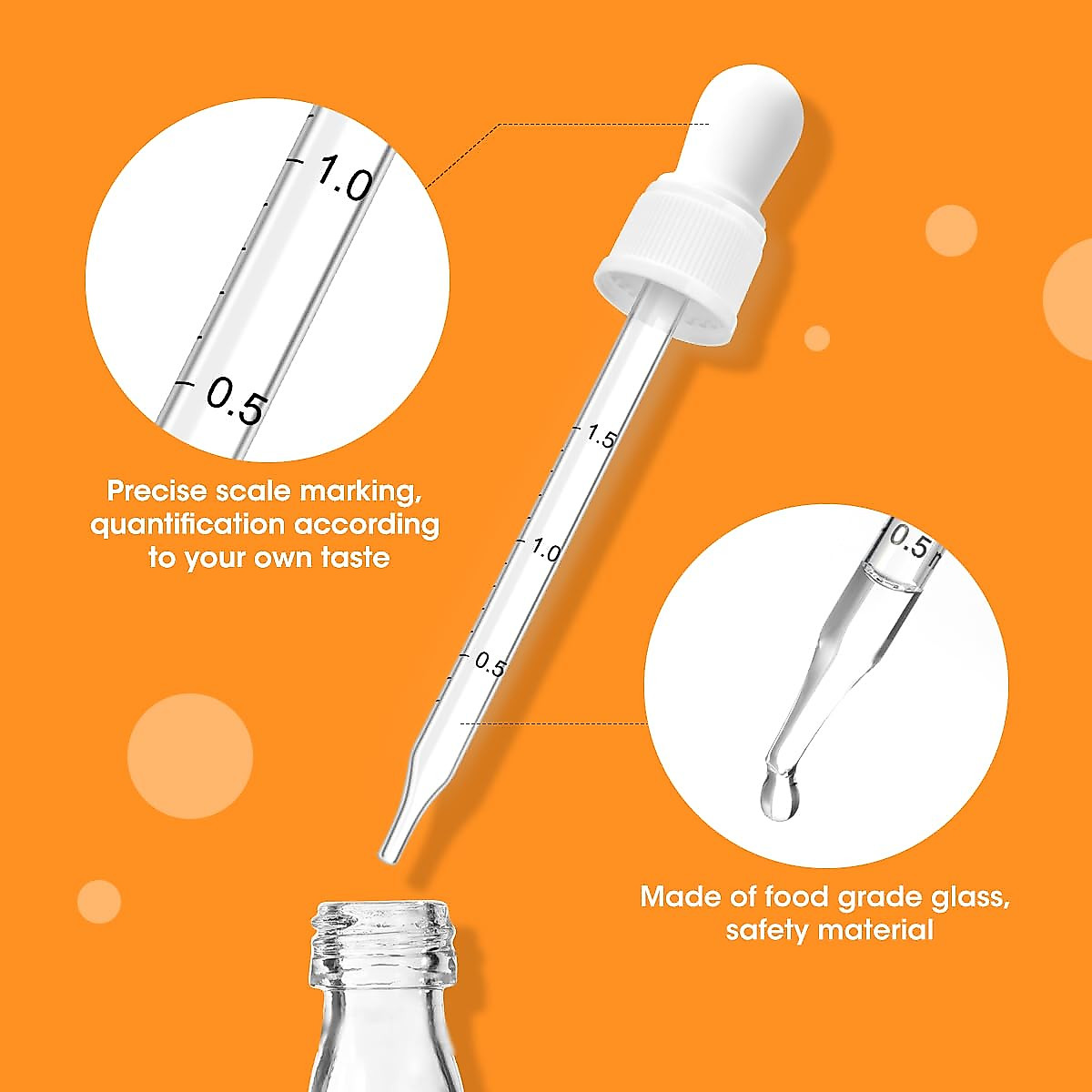 Aieve Glass Dropper Pipettes Compatible with SodaStream Bubly Drops Flavors (6 Pack)