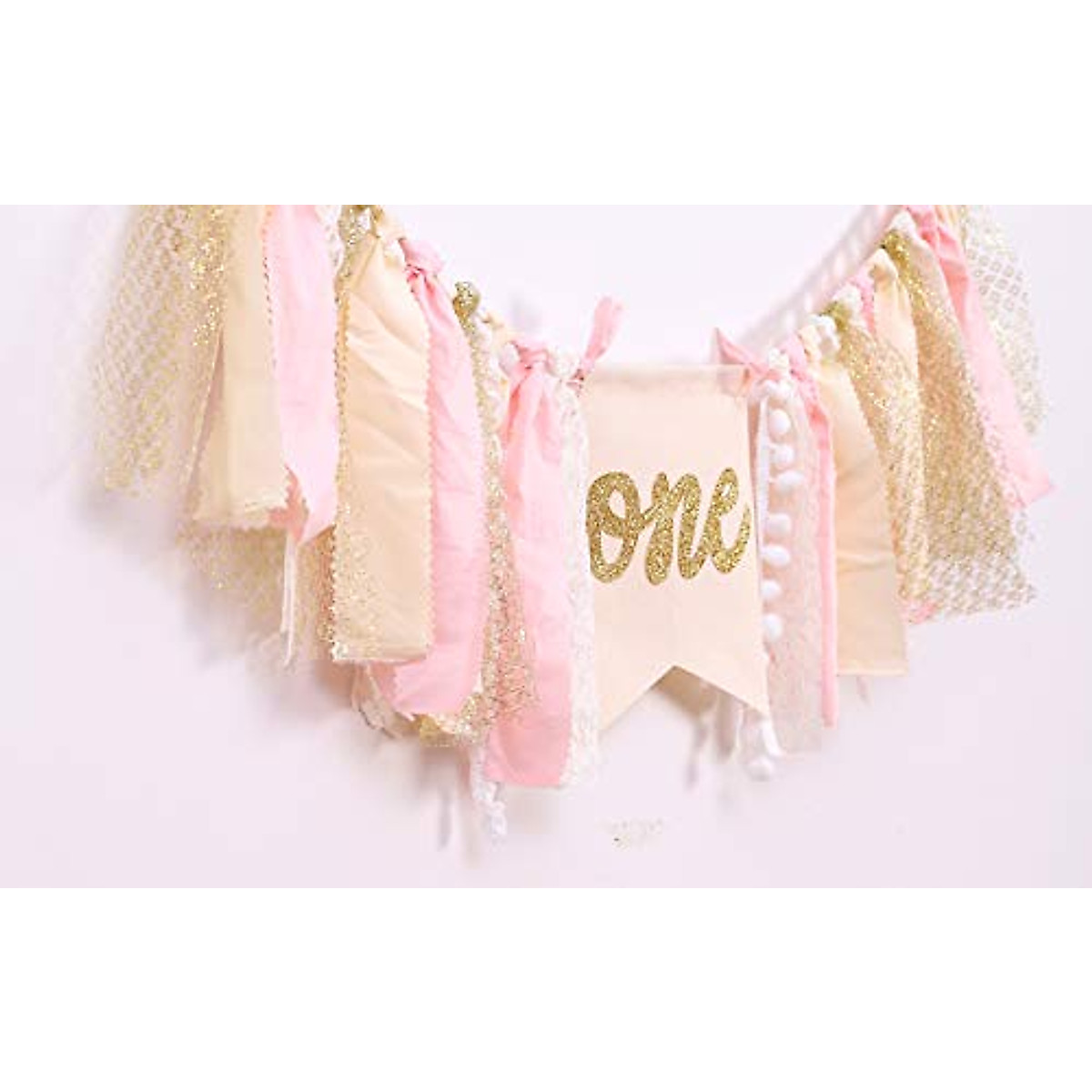 Highchair Banner 1st Birthday - Pink Happy Birthday Banner Party Decorations for First Birthday,Best Princess Photo Props for Baby Girl(Swan)