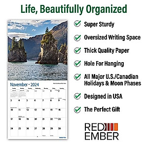 RED EMBER Untamed & Beautiful National Parks 2024 Wall Calendar 12 Month | 12" x 24" Open | Thick & Sturdy Paper | Giftable | Calendar 2024