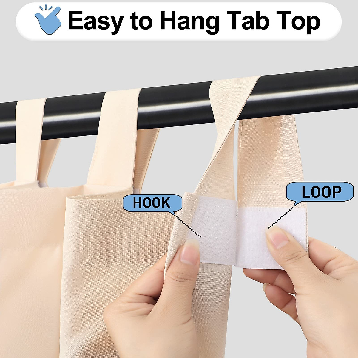 OutdoorLines Waterproof Outdoor Curtains for Patio - Windproof Tab Top Gazebo Curtain Panels - Privacy Sun Blocking Outside Curtain Set for Porch, Pergola and Cabana 54 x 84 inch, Beige, 2 Panels