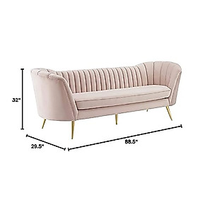 Modway EEI-3453 Opportunity Channel Tufted Curved Back Upholstered Performance Velvet Sofa in Pink